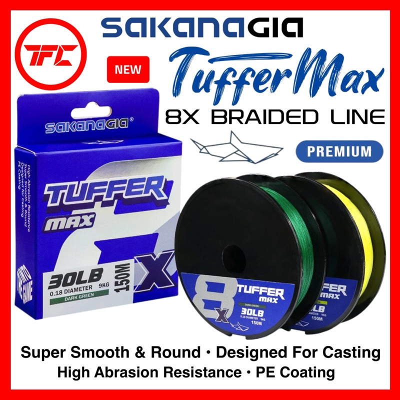 SakanaGia Tuffer Max 8X Casting Premium Braided Line Tali Pancing150m PE Coating Braid X8 Sakana ...