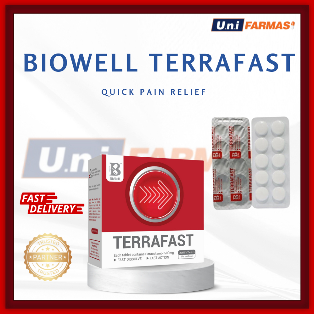 BIOWELL TERRAFAST PARACETAMOL 500MG 10S [FAST ACTION-SUITABLE FOR HIGH BLOOD PRESSURE]- 1 BOX[20 ...