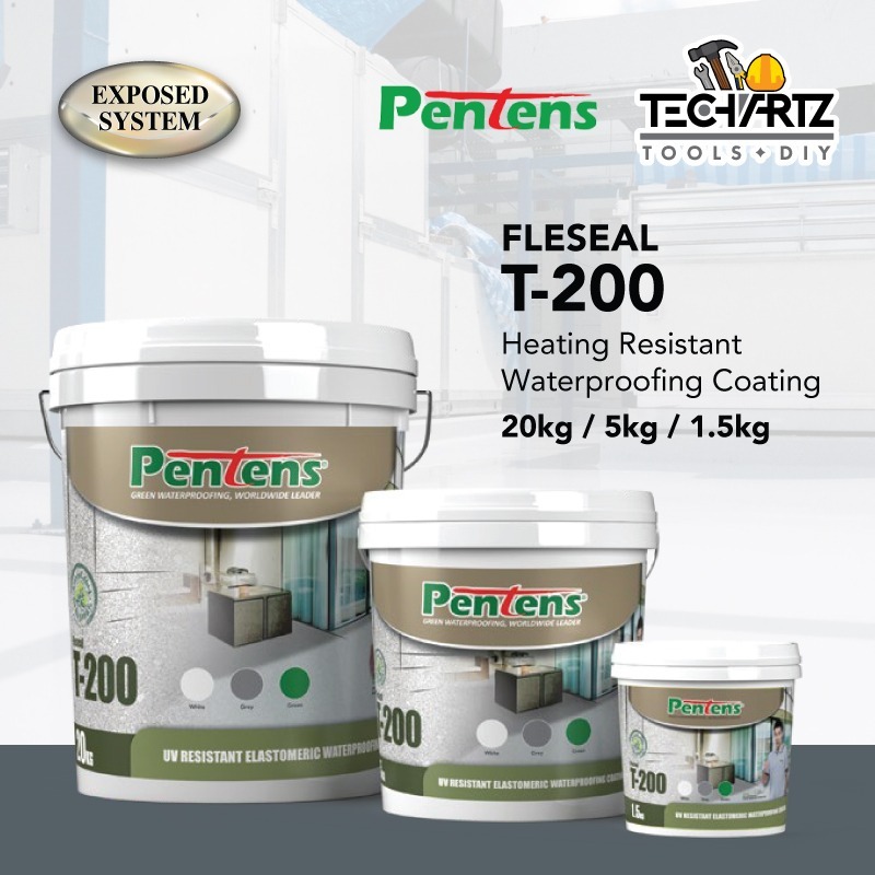 PENTENS 5KG T-200 UV RESISTANT ELASTOMERIC WATERPROOFING COATING / PU ...