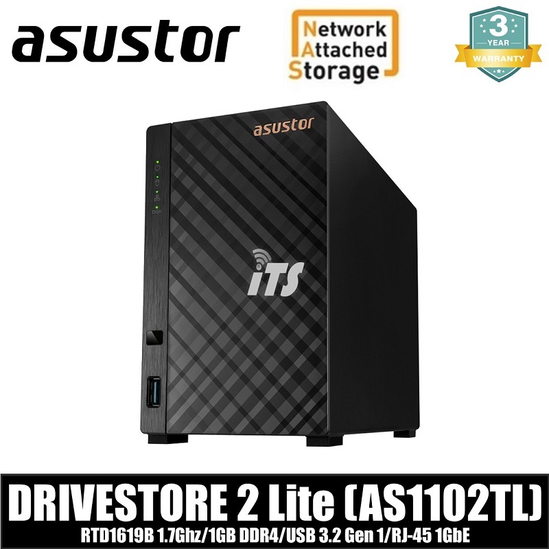 Asustor DRIVESTOR 2 (AS1102T) / DRIVESTOR 2 Lite (AS1102TL) 2-Bays NAS ...