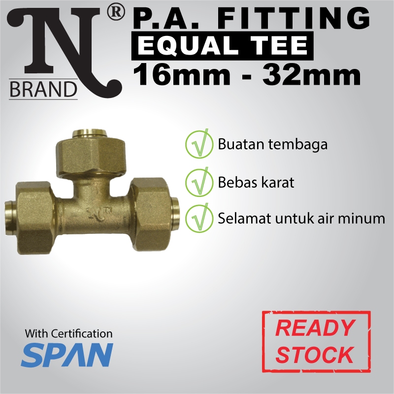 PA Pipe Fitting PA Fitting Equal Tee [16, 20, 25, 32mm] - N Brand [ORI ...