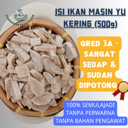 Isi ikan masin yu kering Gred 3A (500g) | Shopee Malaysia