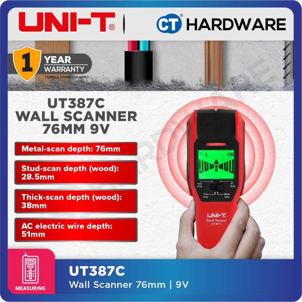 UNI-T UT387C Wall Scanner 76mm | 9V To Detect Electric wire, Metal ...