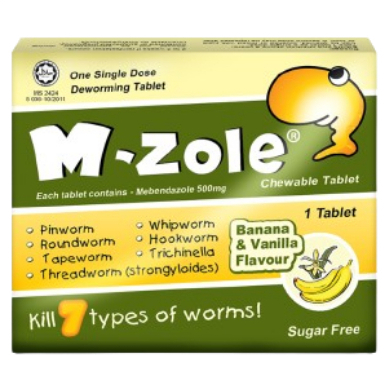 M-ZOLE CHEWABLE TABLET BANANA AND VANILA FLAVOUR [UBAT CACING] SUGAR ...
