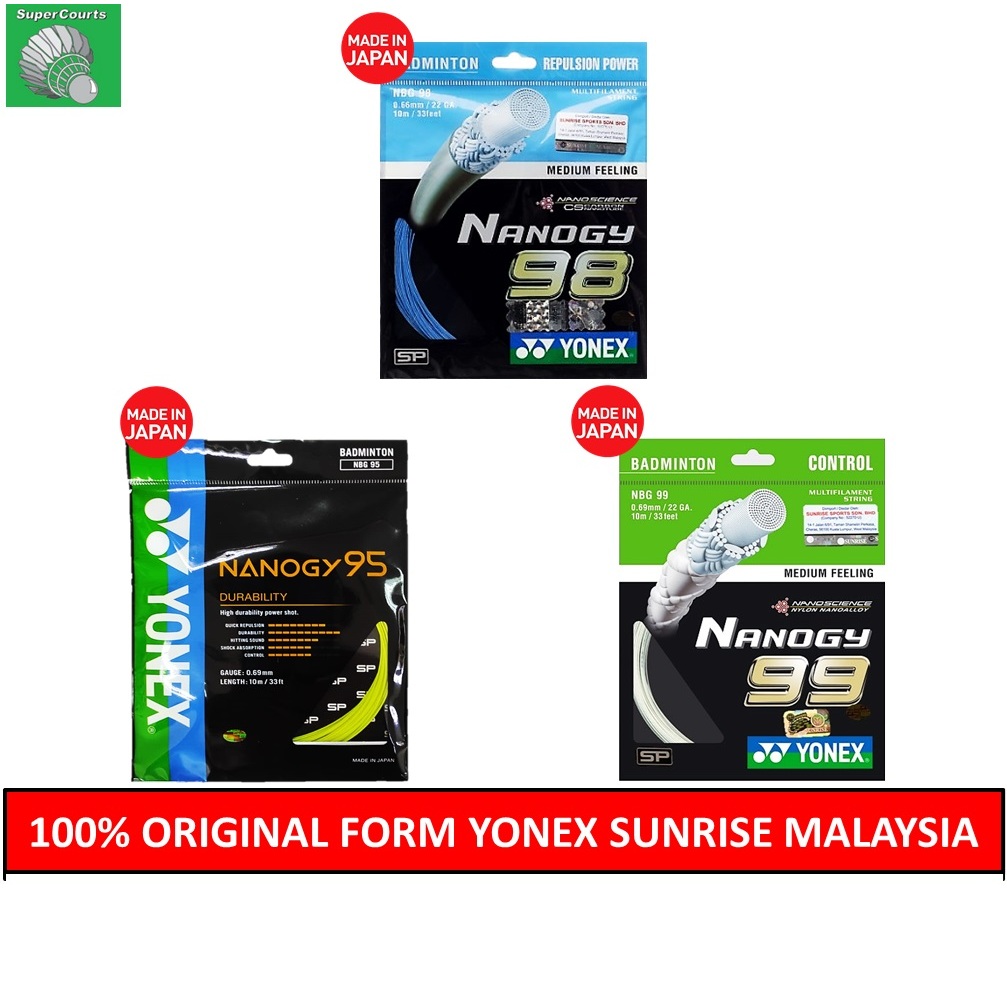 【100% ORIGINAL】 YONEX NANOGY 95/ NANOGY 98/ NANOGY 99 Badminton String ...