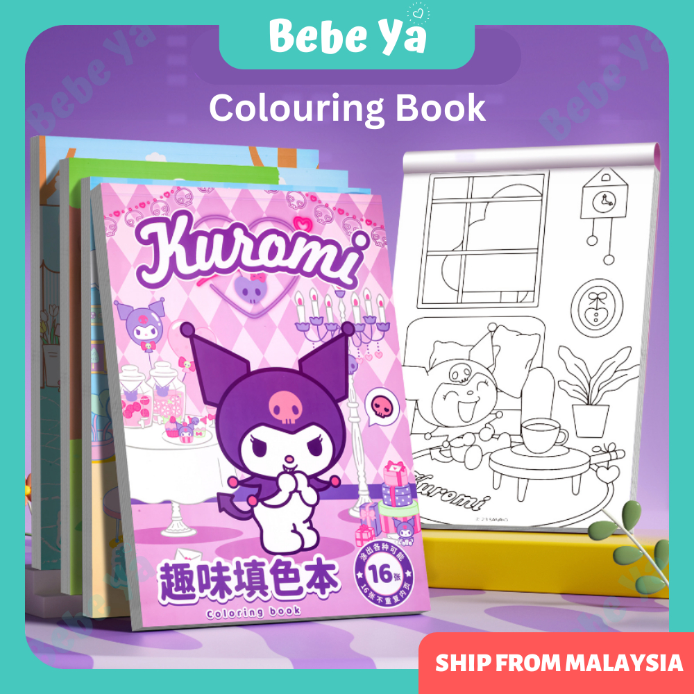 Sanrio A4 Colouring Book 16 sheets - Kuromi Painting Coloring Book ...