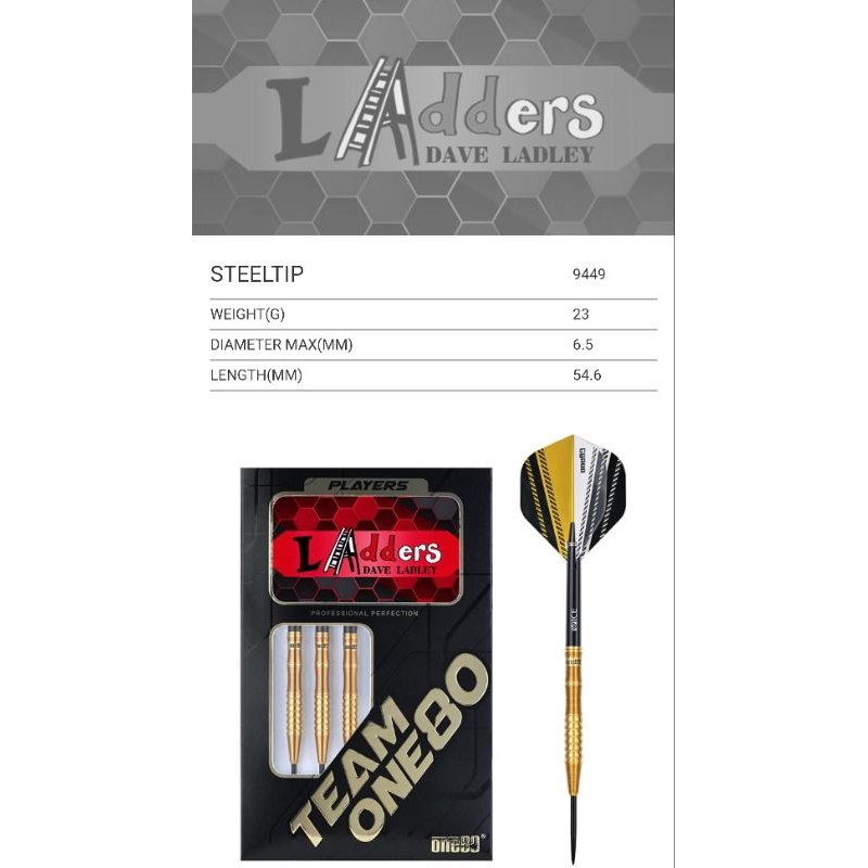 One80 Dave Ladley Ladders 90% Tungsten Steel Tip Darts 23g | Shopee ...