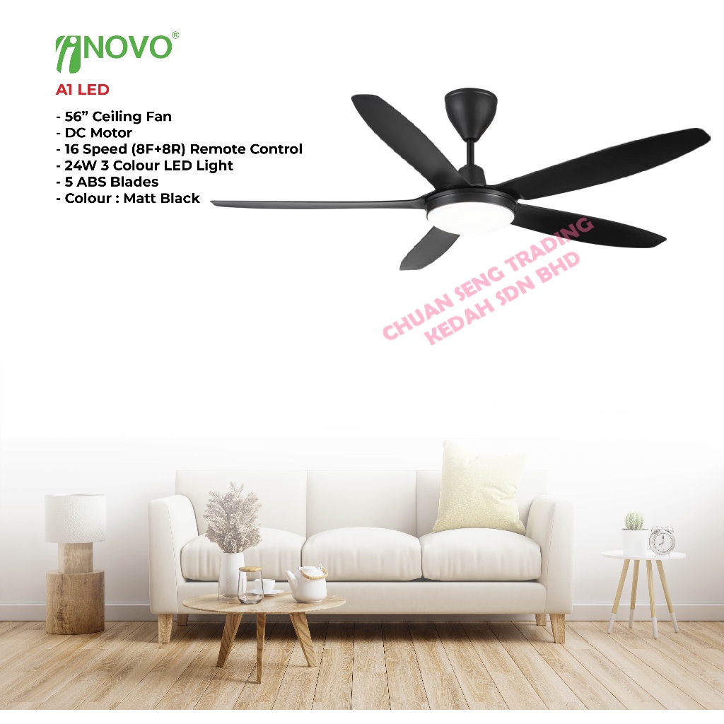 INOVO A1 LED 56" CEILING FANS (5 ABS BLADE) (16 SPEED REMOTE) | Shopee ...