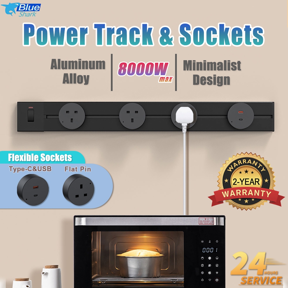 Minimalist Power Track Socket With Switch 8000W 32A Power Line Track ...