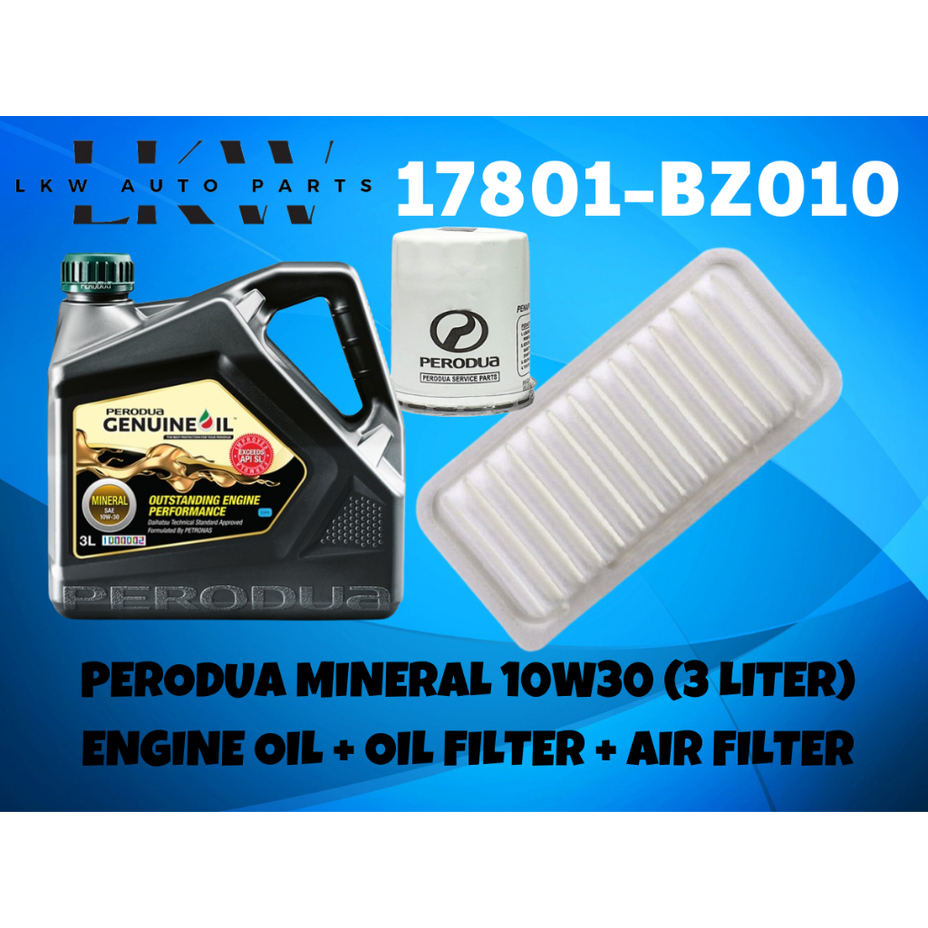 Perodua Mineral Oil 10w30 3L + Perodua Oil Filter + Air Filter (Viva 1. ...
