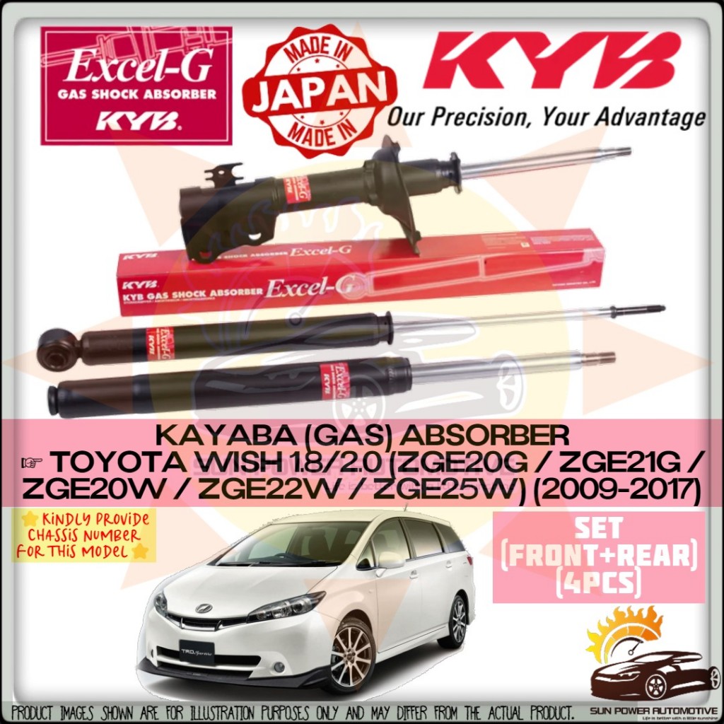 KAYABA KYB EXCEL G Toyota Wish 1.8 2.0 ZGE20 ZGE21 ZGE22 ZGE25 Gas Shock Absorber ( FRONT REAR ...