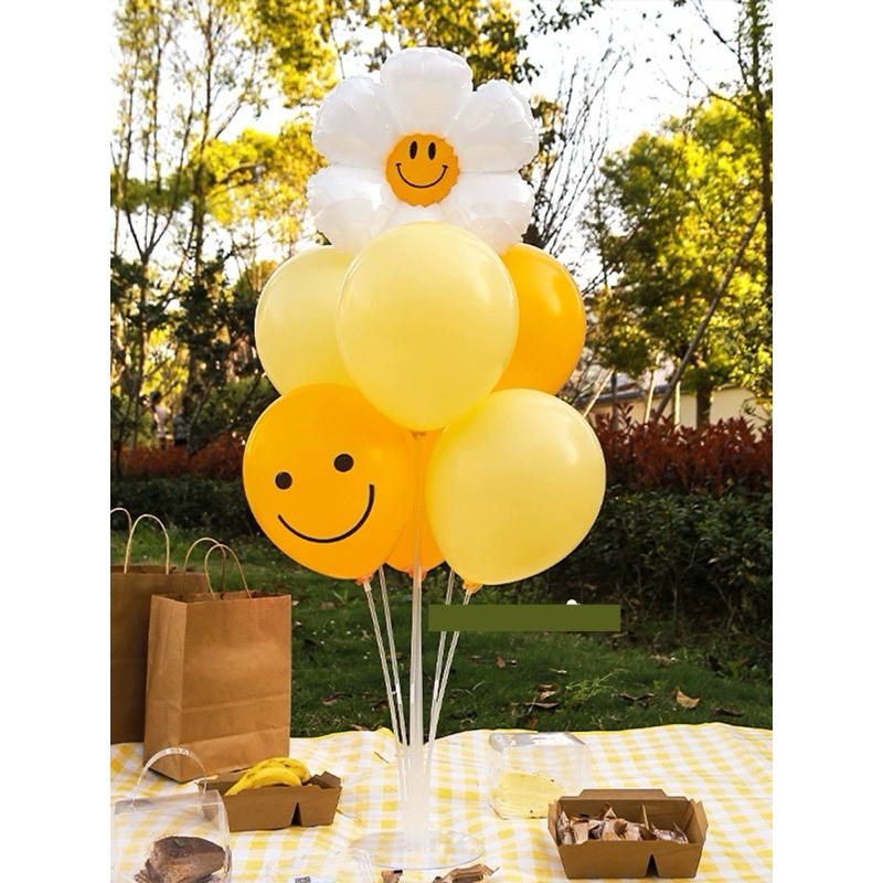 SMILEY SUNFLOWER TABLE STAND SET•FOIL ALUMINIUM BALLOON BIRTHDAY PARTY ...