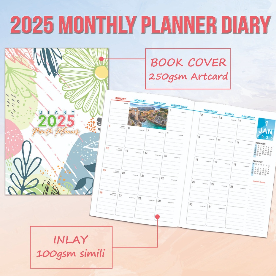 2025 Planner Record Book | A4 A5 SIZE | Simple Planner Book | Diary ...