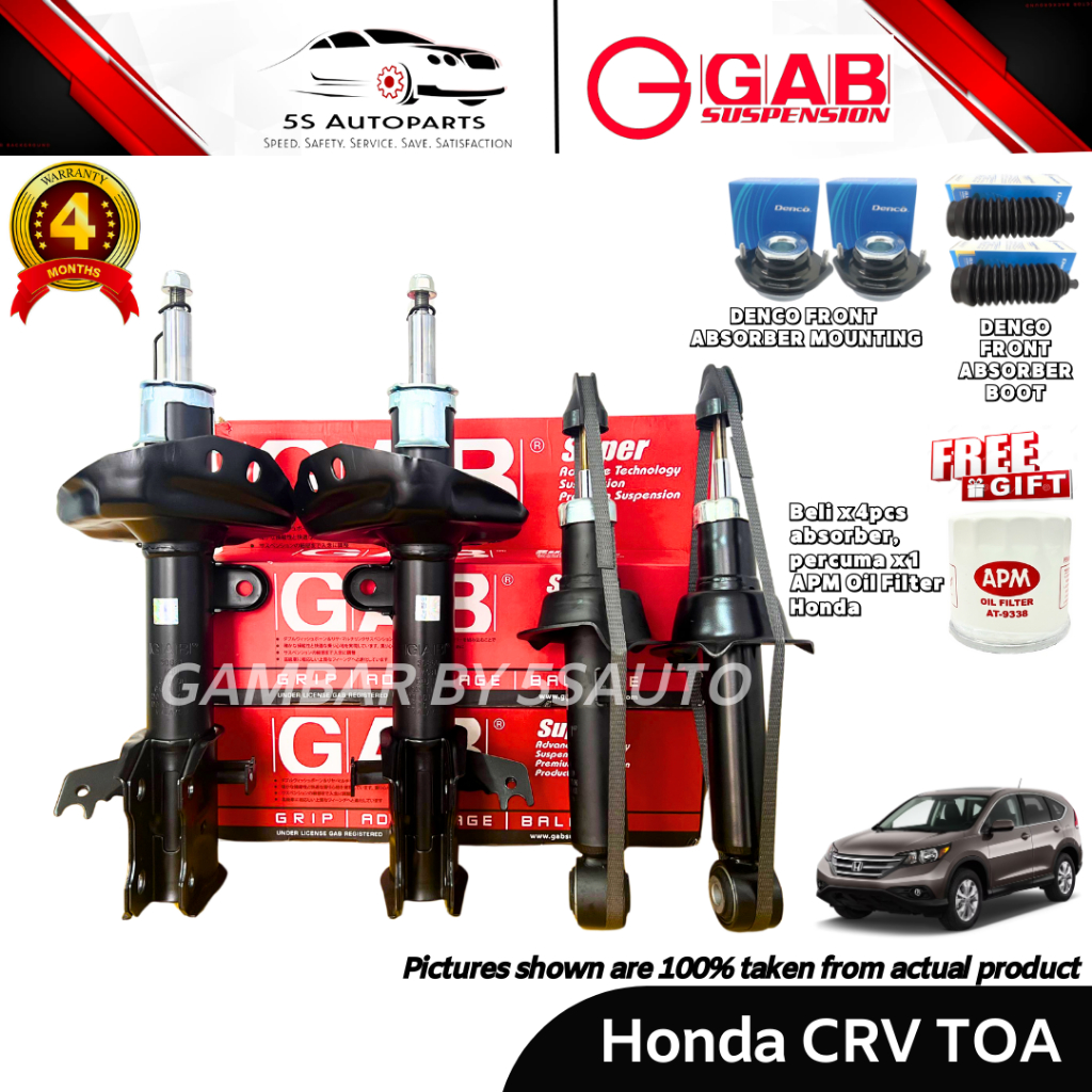 Gab Honda CRV TOA (13'-18') Front (Depan) & Rear (Belakang) Gas Absorber W/Denco Boot & Mounting ...