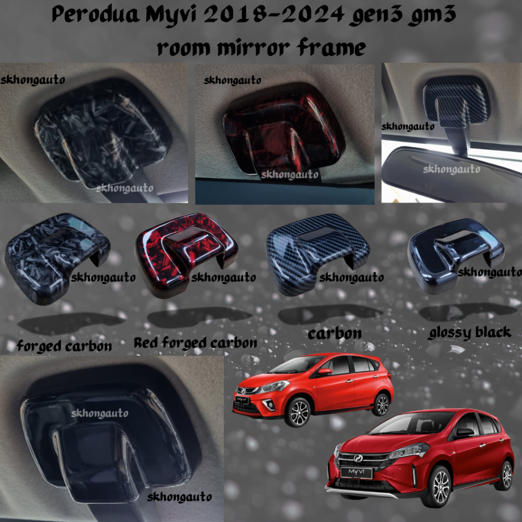 Perodua Myvi 2018-2024 gen3 gm3 red forged carbon indoor room mirror ...