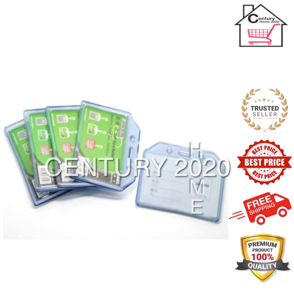 Soft PVC Card Holder Transparent Horizontal Badge ID Card Holder T-014V ...