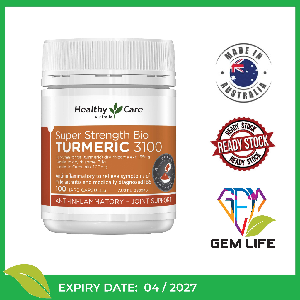 Healthy Care Super Strength Bio Turmeric 3100 - 100 Capsules (Expiry ...