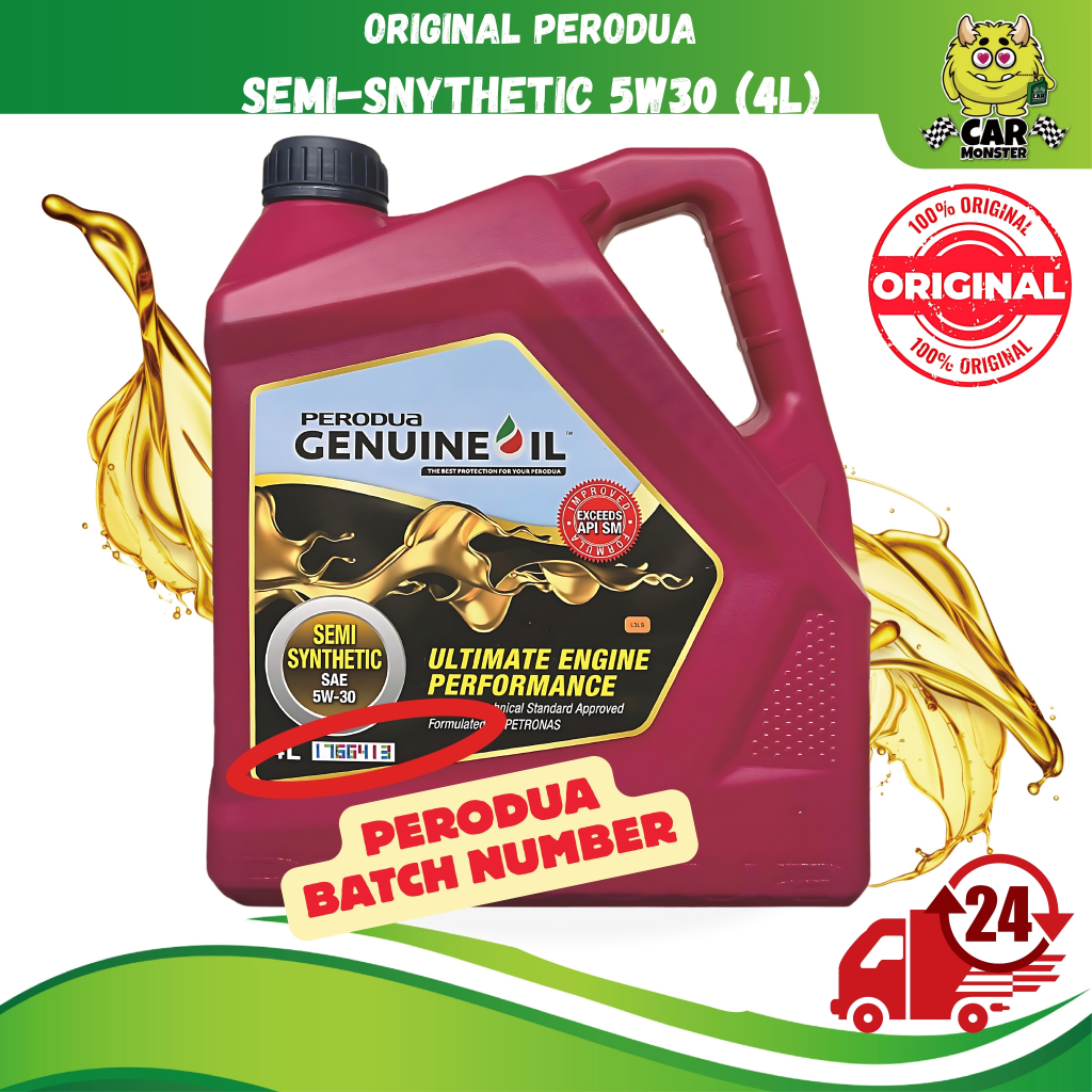 ORIGINAL PERODUA 5W30 Engine Oil Semi Synthetic 10,000km (4L) | Shopee ...