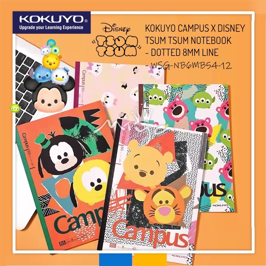 KOKUYO CAMPUS X DISNEY TSUM TSUM NOTEBOOK B5 - DOTTED 8MM LINE | Shopee ...