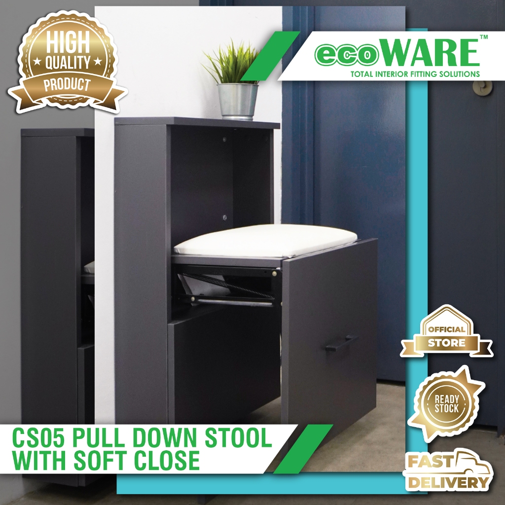 ecoWARE CS05 Pull Down Stool With Soft Closing Shoe Cabinet Hidden ...