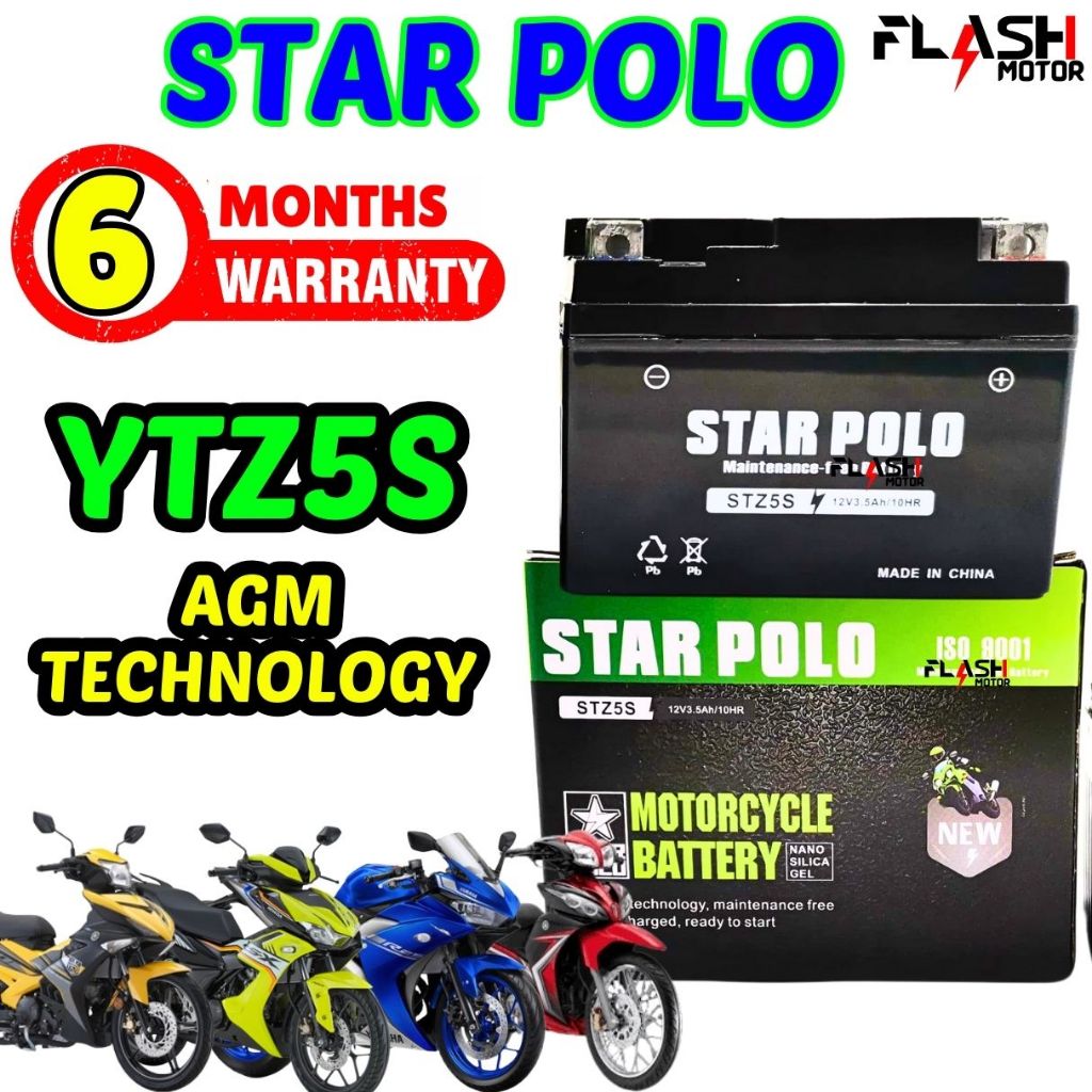 STAR POLO YTZ5 Battery Bateri Batteri Motor FUTURE WAVE LC135 EGO R15 ...