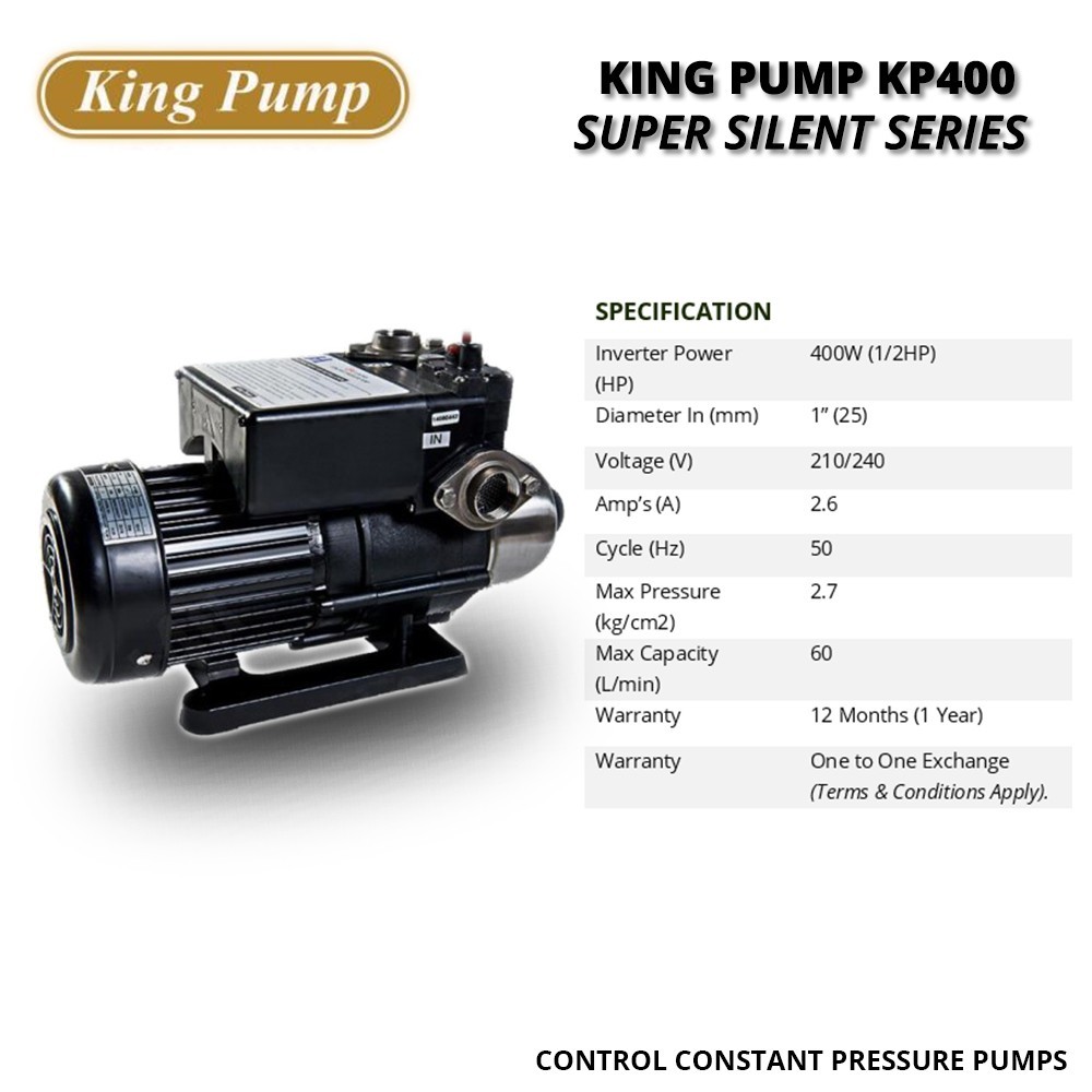 King Pump/ Tangki Pam Air (Model KP400) Super Silent Series Control ...