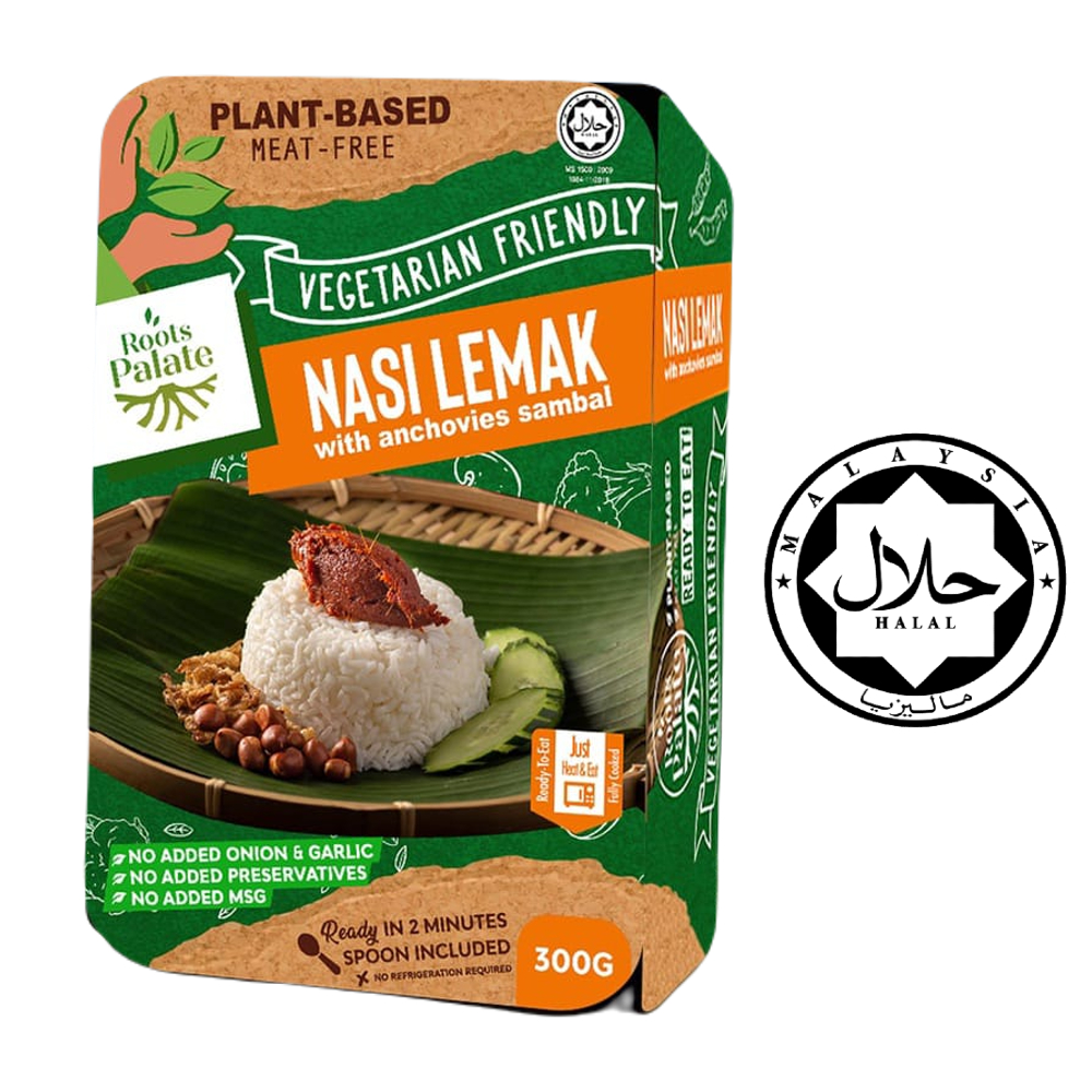 Nasi Lemak Vegetarian + Sambal Ikan Bilis - Boleh Microwave, Kukus ...
