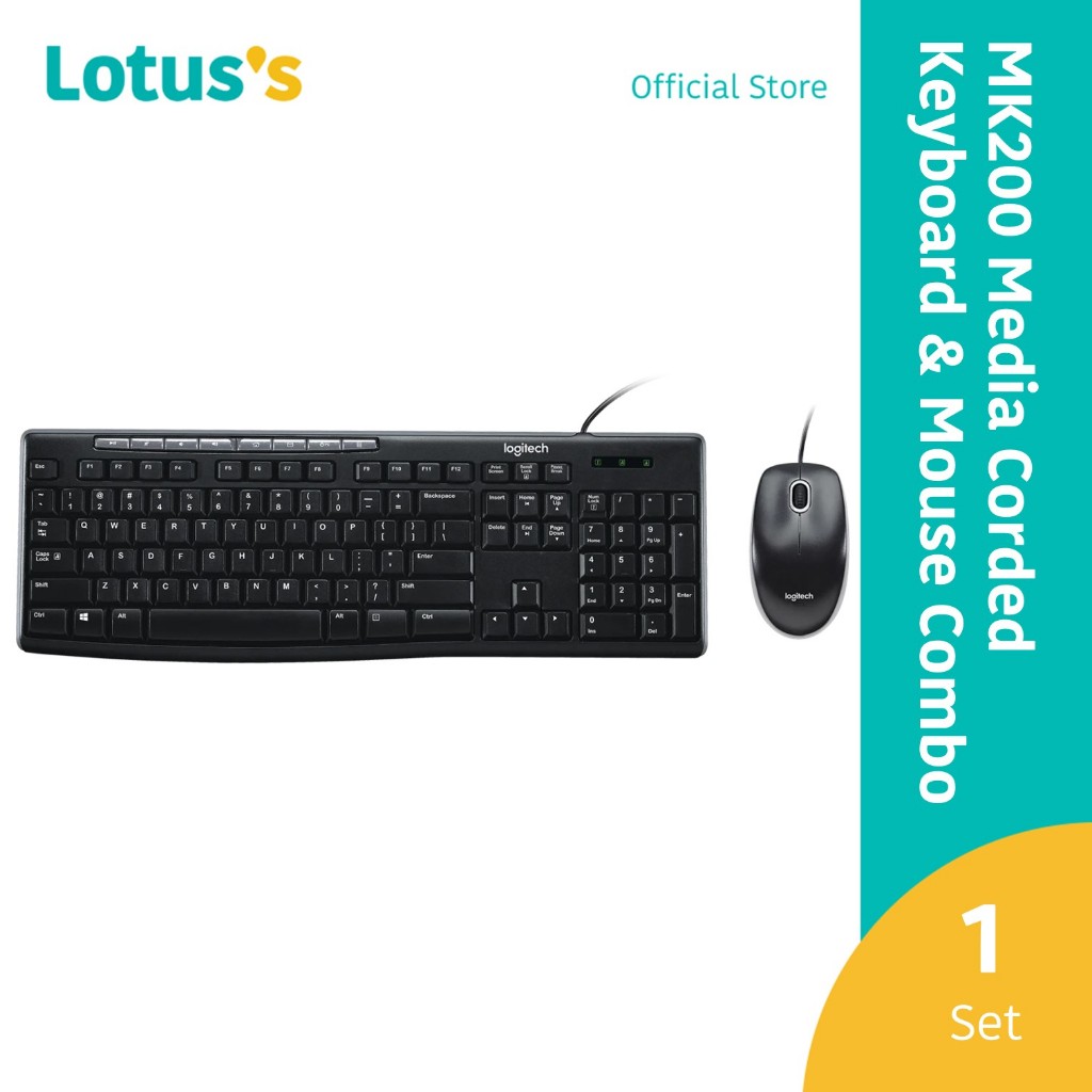 Logitech MK200 Media Corded Keyboard & Mouse Combo | Shopee Malaysia
