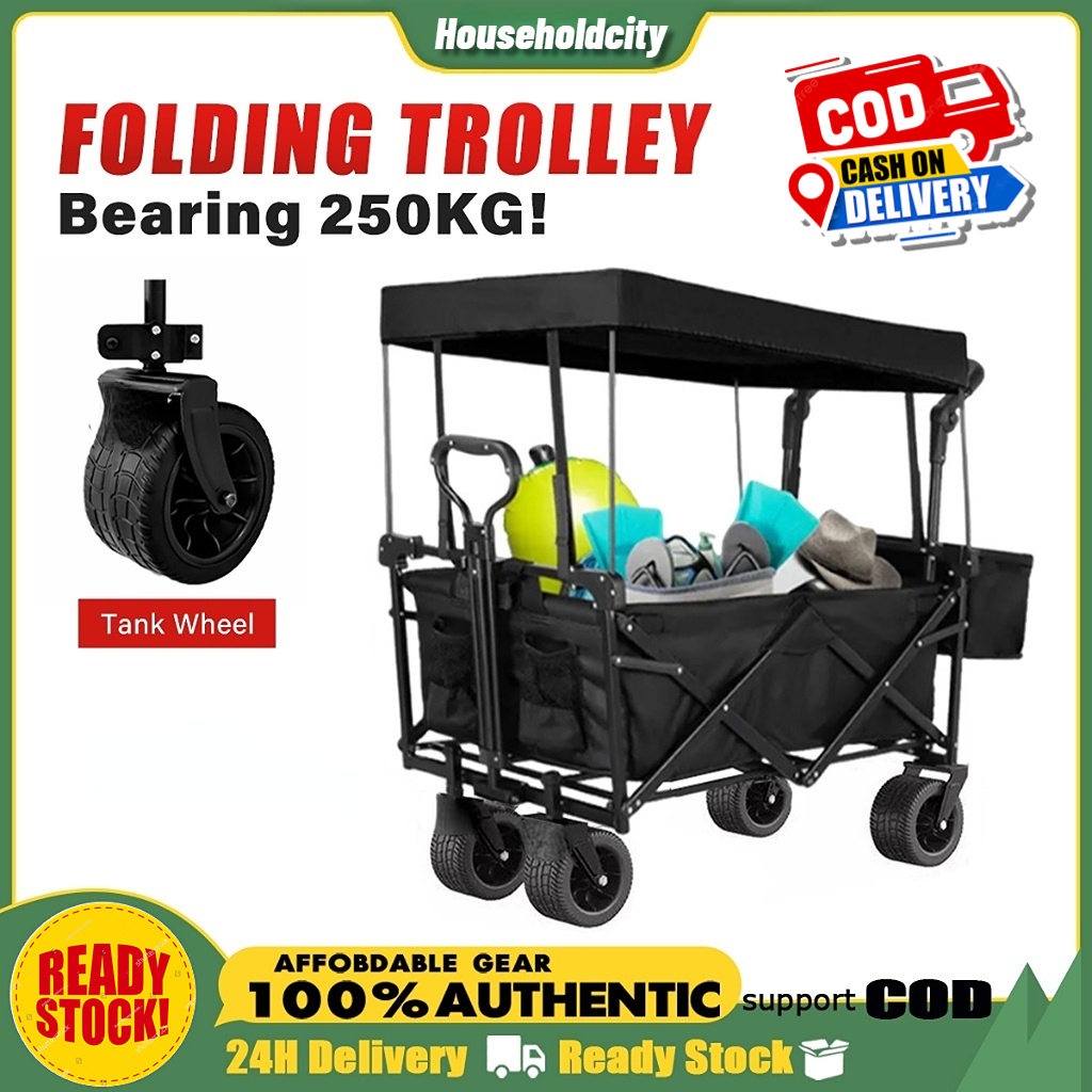 250L Awning Wagon Trolley Camping bundled Foldable Shopping Trolley ...