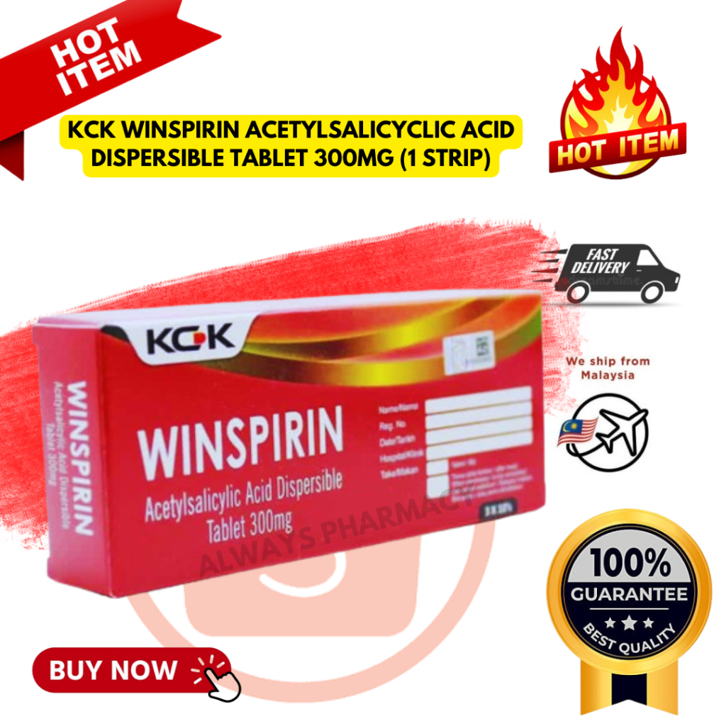1 STRIP - KCK WINSPIRIN ACETYLSALICYLIC ACID TAB 300MG - UBAT CAIRR ...