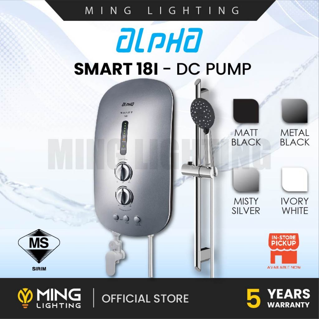(Sirim) Alpha Instant Water Heater Smart 18i DC Pump Shower Head Set Hot Cool Home Bathroom ...