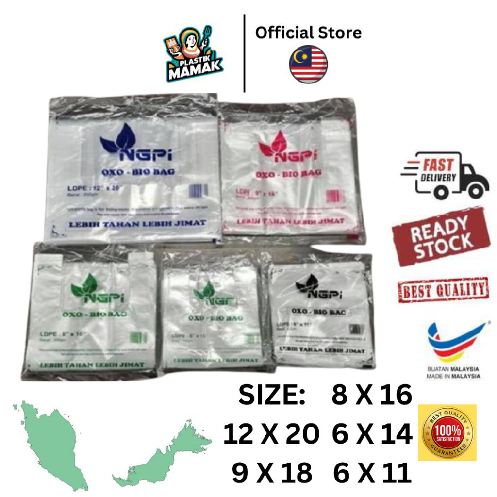 【Plastikmamak】NGPI LDPE (OXO-BIO) TRANSPARENT SINGLET BAG (200GM)/ PE ...