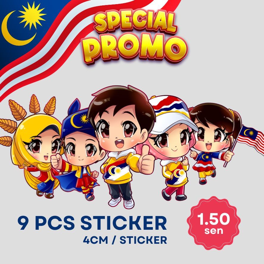 PROMOSI MERDEKA! STICKER KARTUN ANAK MERDEKA | Shopee Malaysia