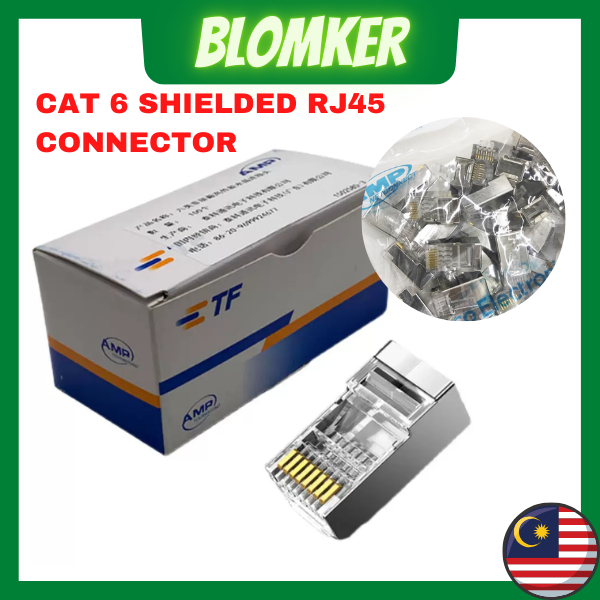 AMP CAT6 Shielded RJ45 Connector Magnetic Inteference Improved Signal ...