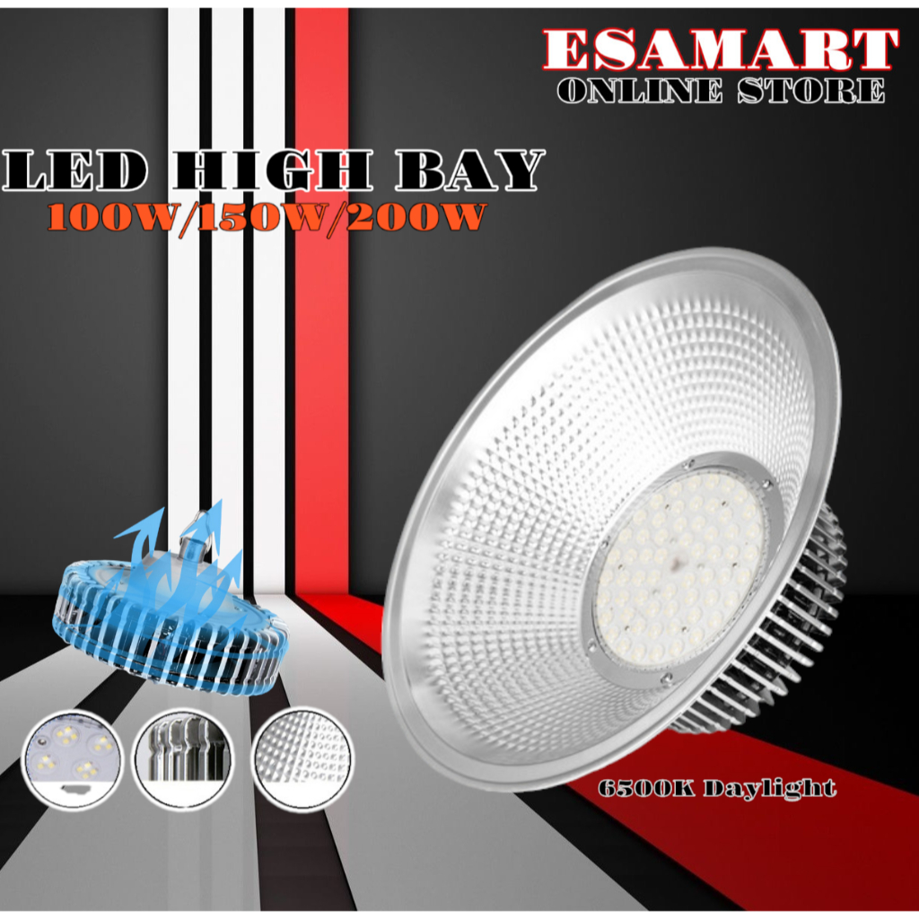 LED HIGH BAY LIGHT 100W/150W/200W 6000K DAYLIGHT | Shopee Malaysia