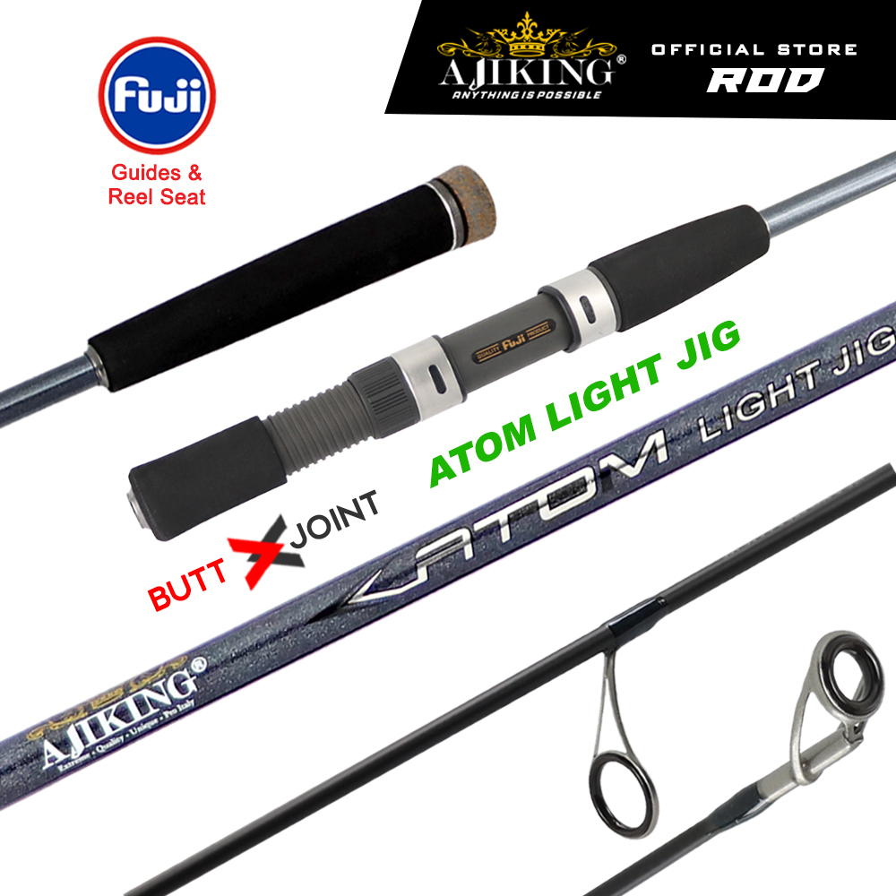 Ajiking Atom Light Jig Jigging [6'0ft-7'0ft]Spinning Fishing Rod Butt Joint Joran Pancing ...