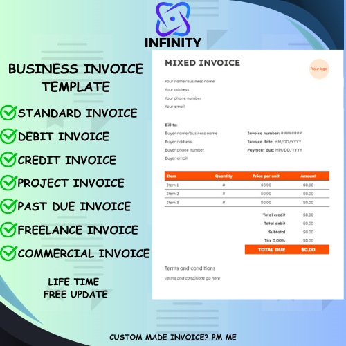 Auto-Calculations Formulas Business Invoices Template Bundle | Lifetime ...