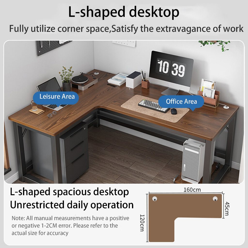 L Shape Study Table& Computer Desk Writing Table Office Table Meja ...
