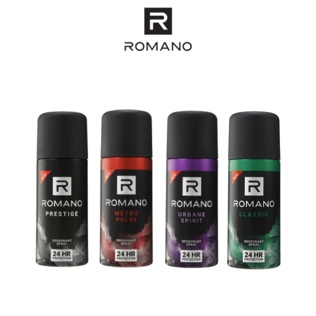 ROMANO Deodorant Spray 150ml | Classic Prestige Metro Pulse Urbane ...