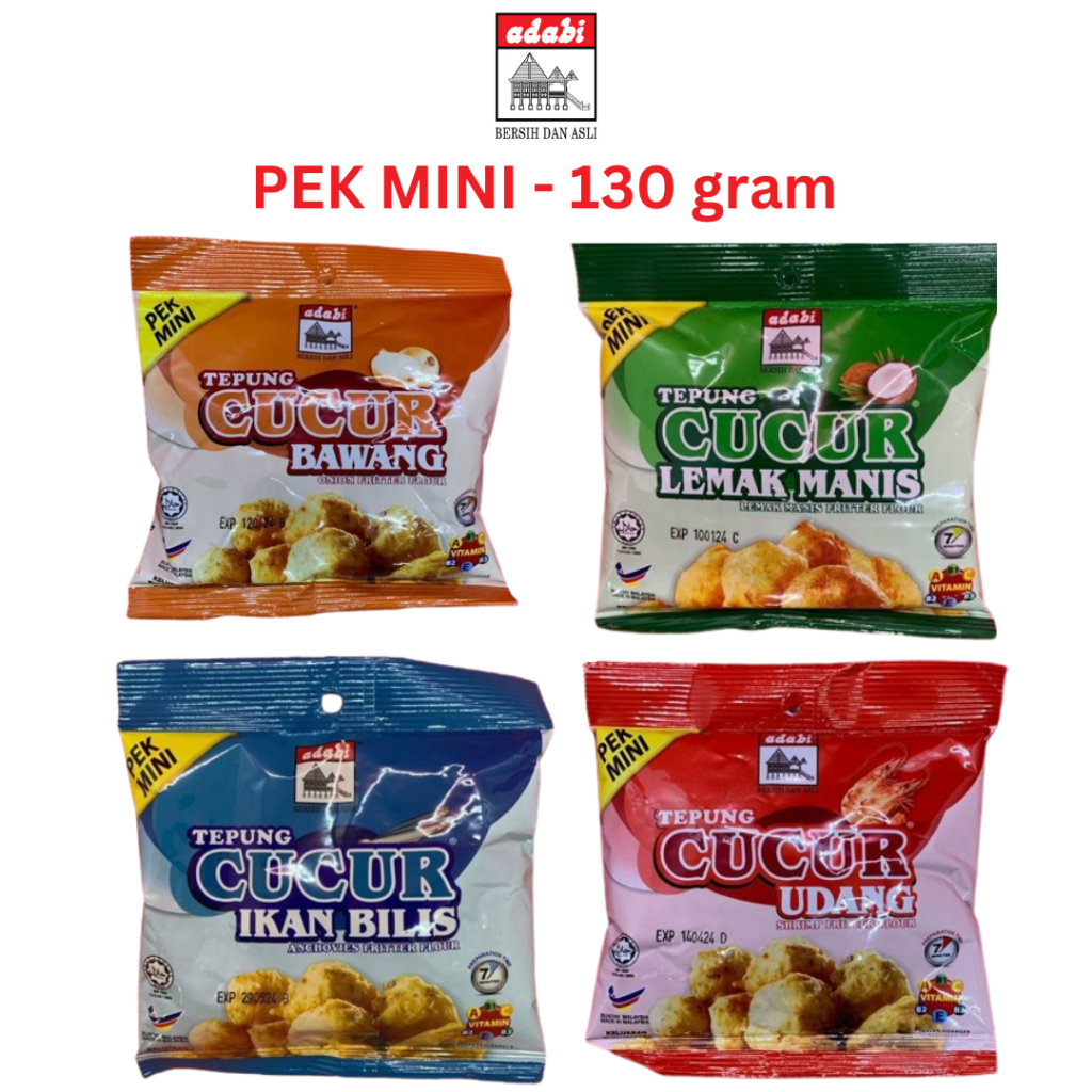 ADABI Pek MINI Tepung Segera 130g - Cucur Bawang | Cucur Udang | Cucur ...