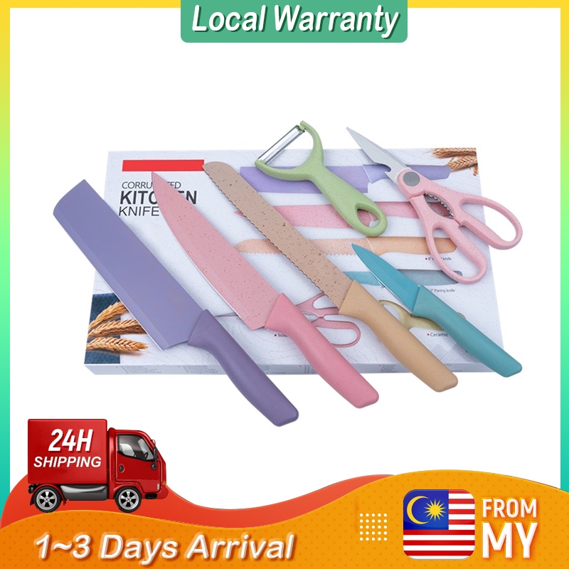 Kitchen 6-in-1 knives Colorful Kitchen Essentials Set Corrugated Knife ...