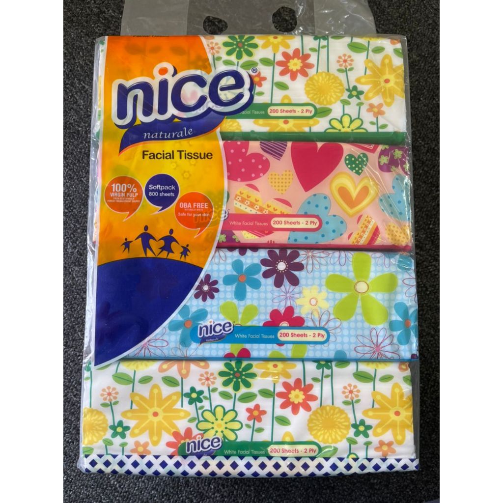 NICE Facial Tissue Softpack 2PLY (4 x 200 sheets) | Shopee Malaysia
