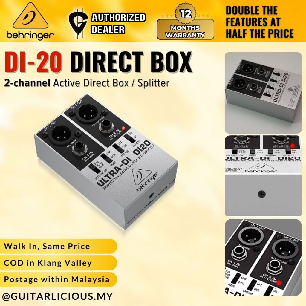 Behringer Ultra-DI DI20 2-channel Active Direct Box / Splitter ( DI-20 ...