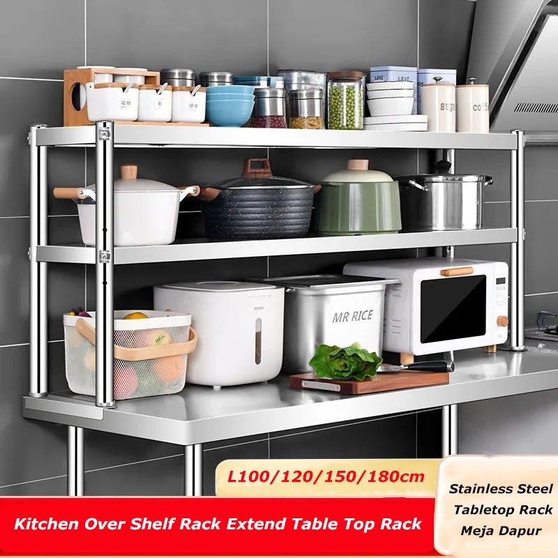 🔥Ready Stock🔥304 Stainless Steel Tabletop Rack Kitchen Over Shelf Rack ...
