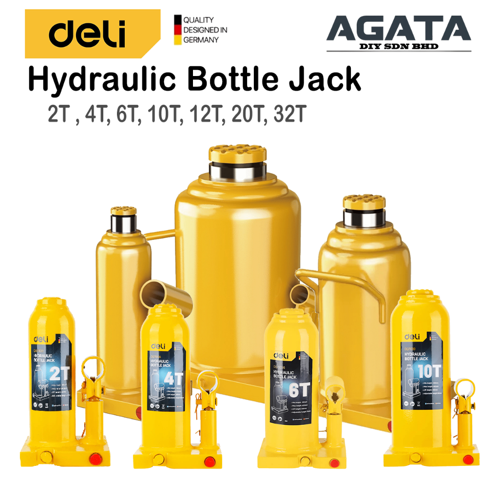 DELI Hydraulic Bottle Jack 2T /4T /6T /10T /12T/ 20T /32T ( DQ71002 - DQ71032) Car Vehicle ...