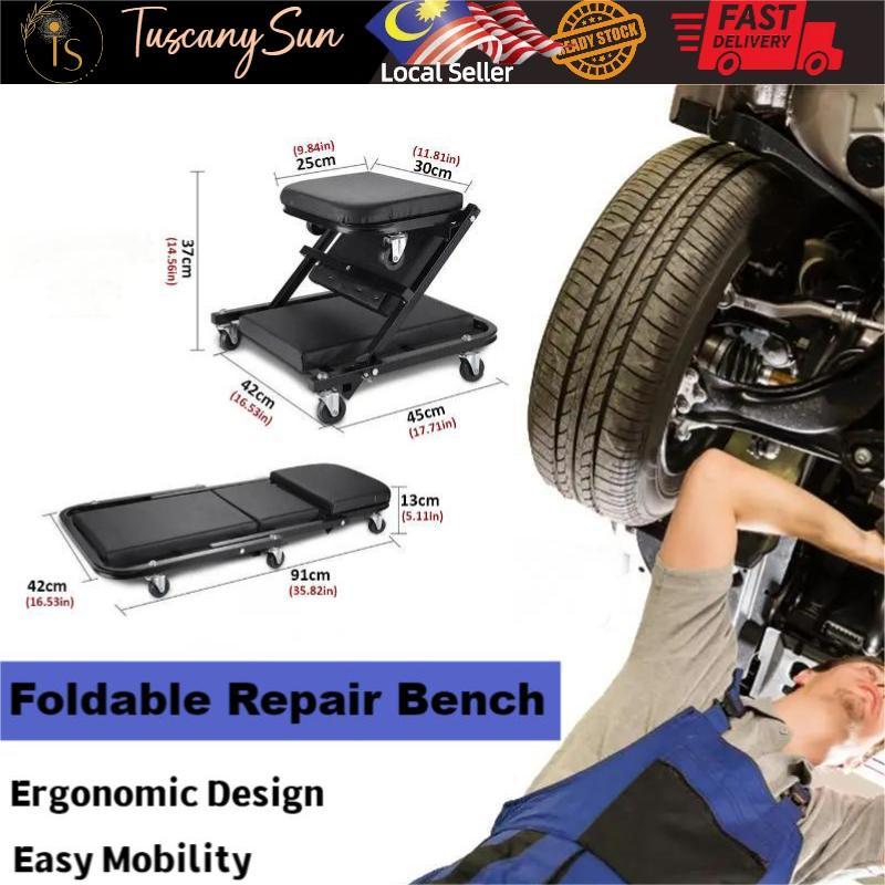 2 in1 Rolling Folding Car Repair Bed Mechanic Creeper Car Roller Seat ...