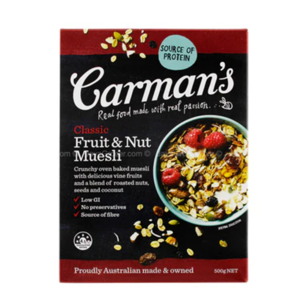 Carman's Original Fruit Free Muesli / Classic Fruit & Nut Muesli 500g ...