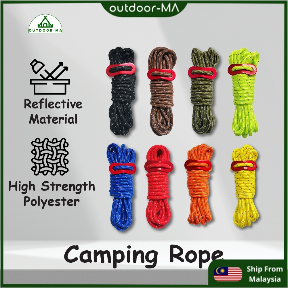 4 meter reflective camping rope tent ropes flysheet wind rope tensioner ...