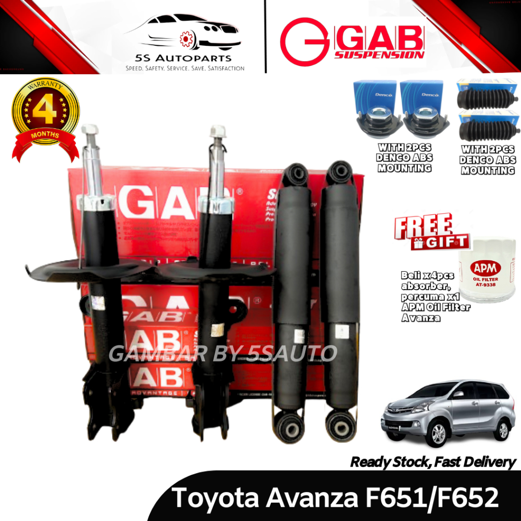 GAB Toyota Avanza F651/2/3/4 1.3, 1.5 (2012-2025) Front (Depan) & Rear ...
