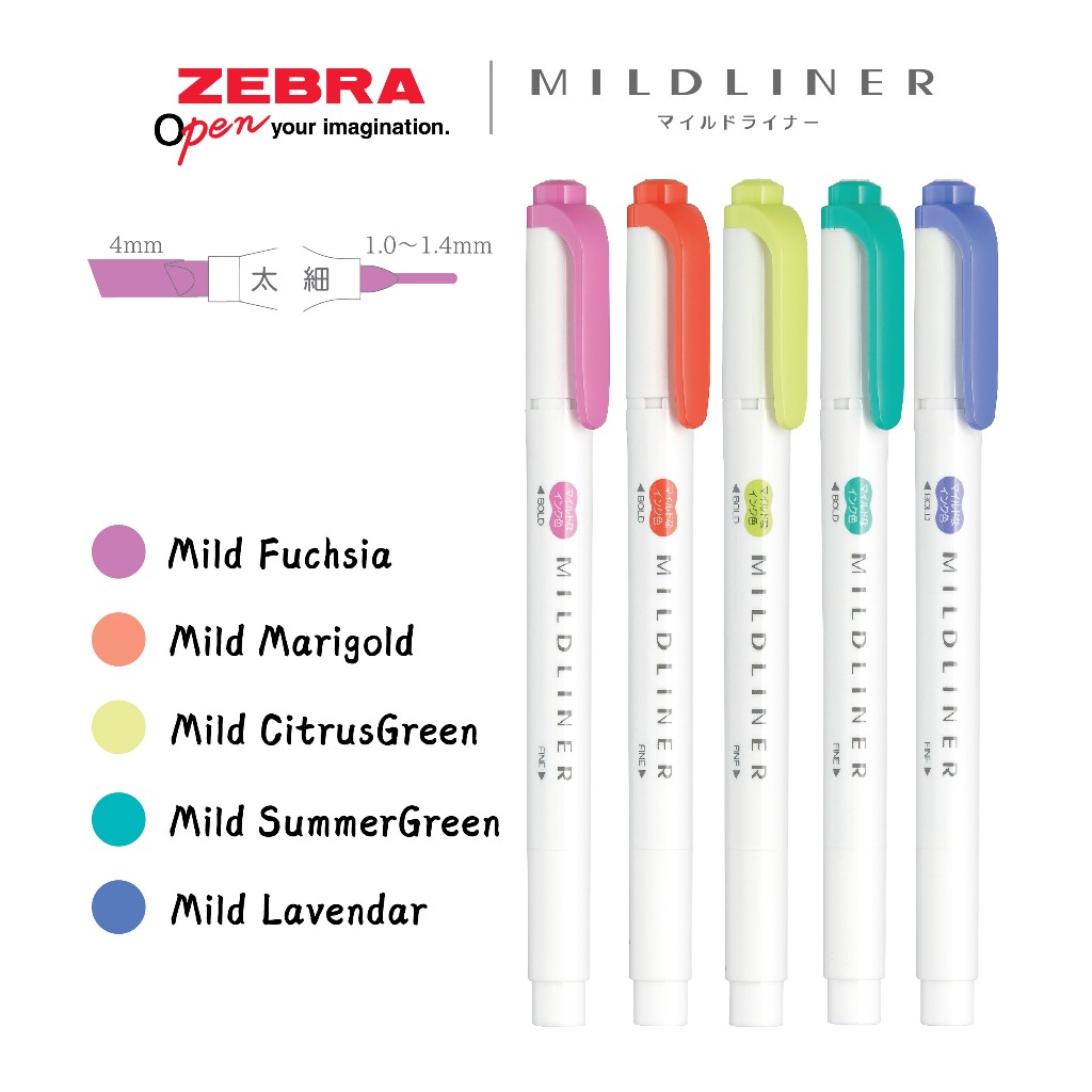 Zebra Mildliner Refresh & Bright Colour Series Highlighter | Shopee ...